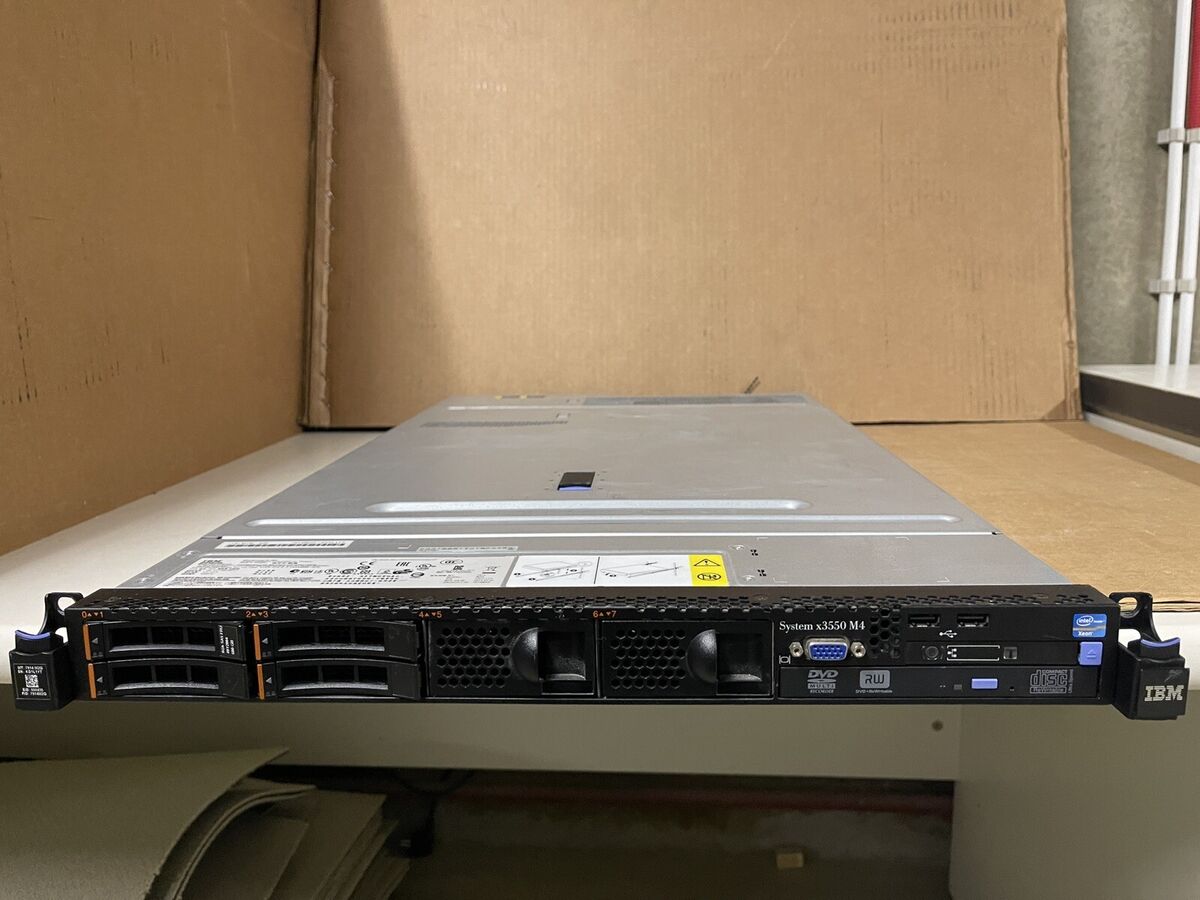 IBM X3550 RACKMOUNT M4 4 CORE SERVER WITH 16GB RAM 600GBX2 HDD 550W PSU ...